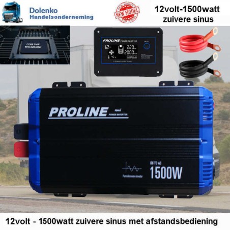 TOP KWALITEIT OMVORMER 12V - 220V AC - 1500W ZUIVERE SINUS
