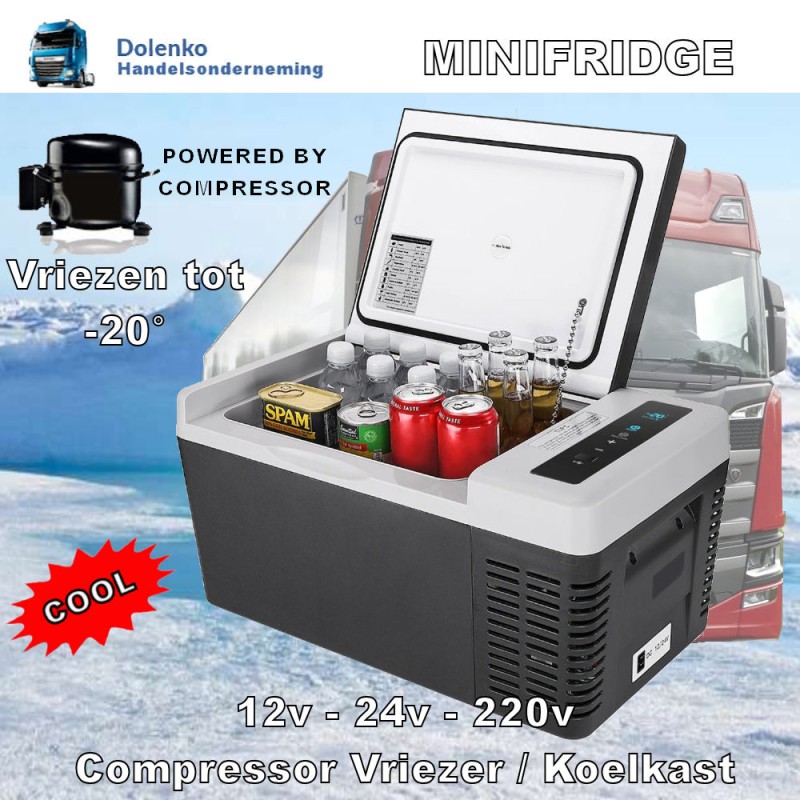 Portable Mini Vriezer / Koelkast +10 / -20 graden 12volt - 24volt -220volt