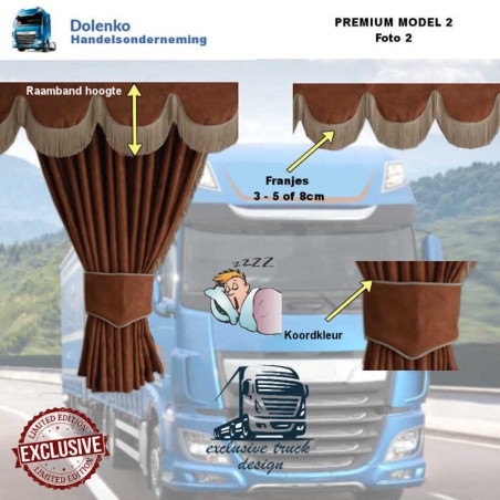 LUXE PREMIUM TRUCK GORDIJNEN DUBBELE ALCANTARA STOF 100% VERDUISTEREND
