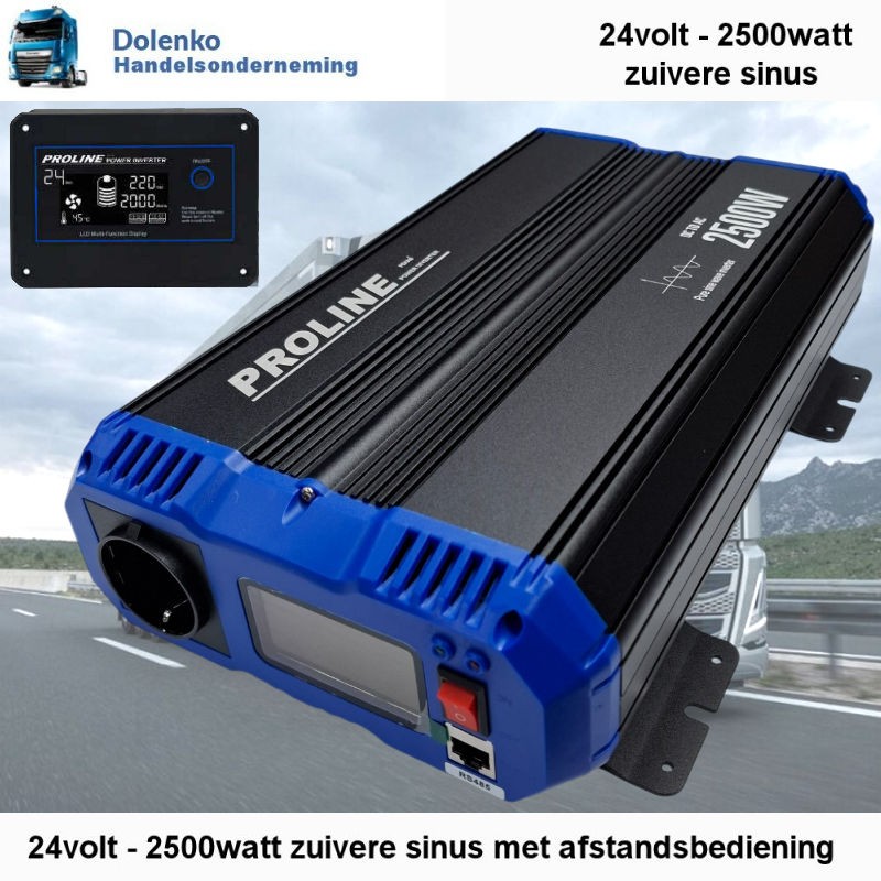 Proline Omvormer 24v - 2500W Zuivere Sinus met 1 stopcontact!