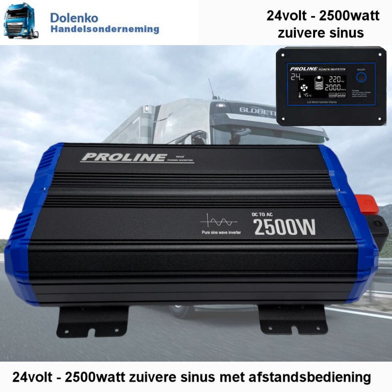 Proline Omvormer 24v - 2500W Zuivere Sinus met 1 stopcontact!